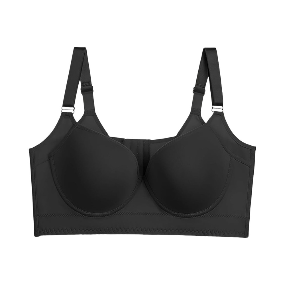 Black Full Coverage High Back Balconette Push Up Bra - Gem